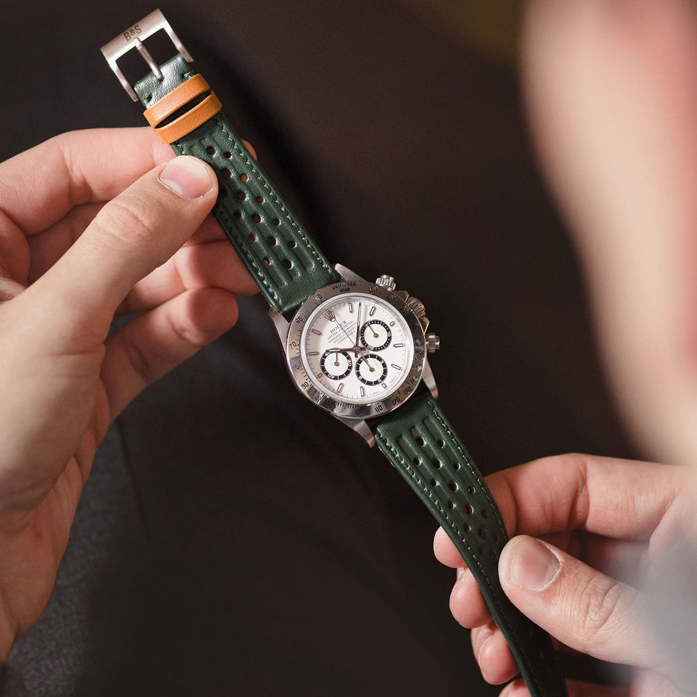 British Racing Green Leather Watch Strap - Jubilee Edition