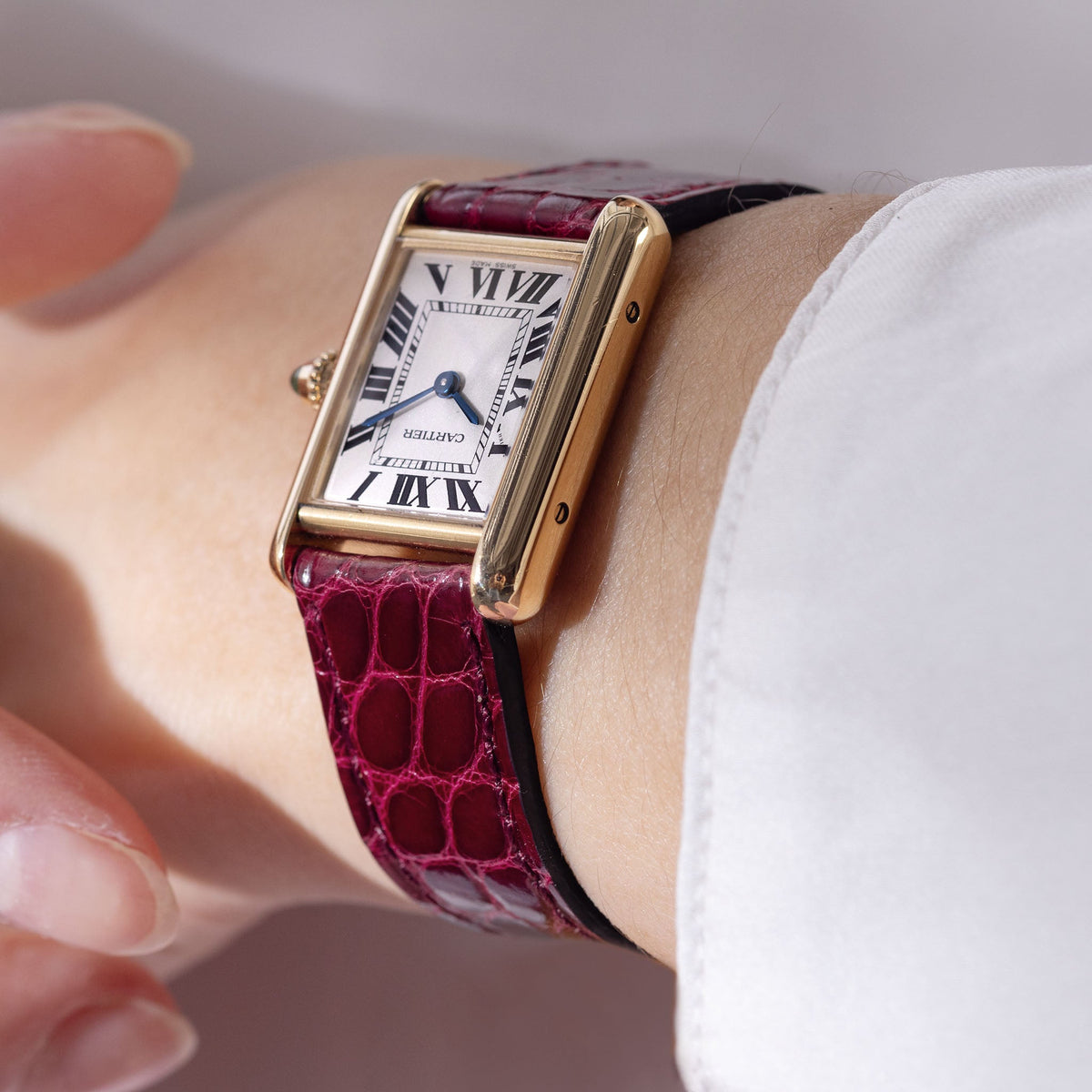 Strap for Cartier Tank Louis (2021-2024) - The Bordeaux Alligator