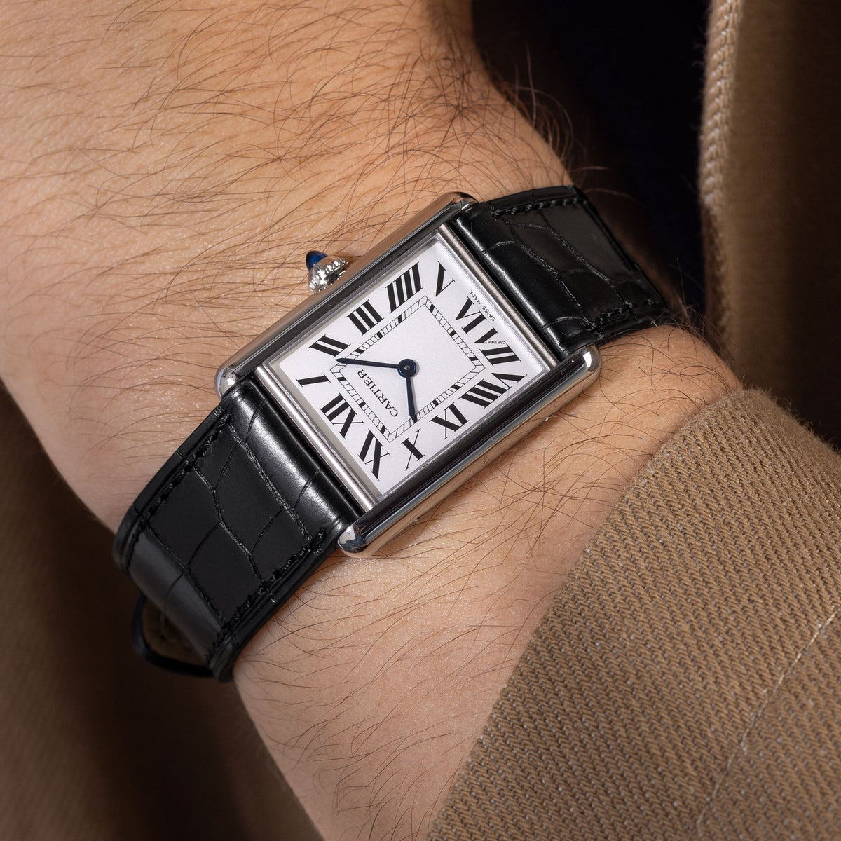 Strap for Cartier Tank Must (2021-2024) - The Premium Black Alligator