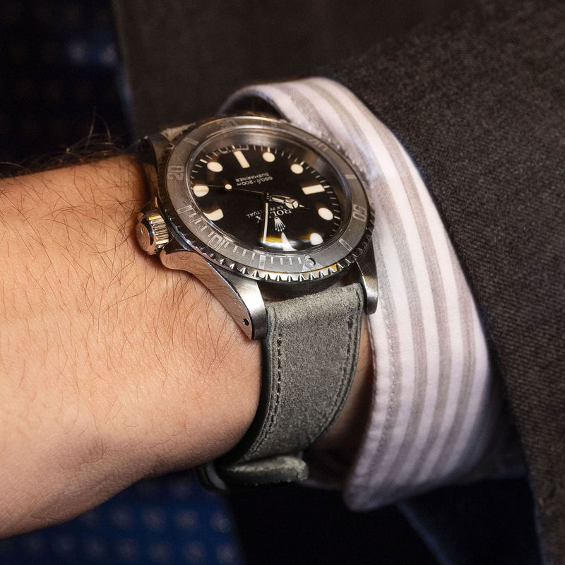 The Mayfair Grey Leather Watch Strap - Jubilee Edition