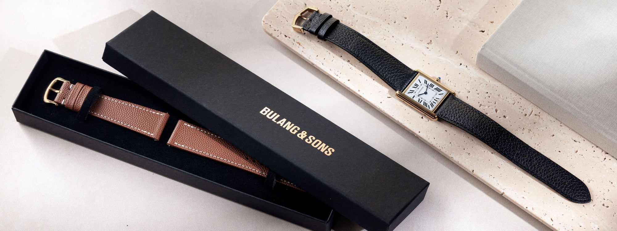 Strap for Cartier Tank Louis (2021-2024) - The Thin Taurillon Black