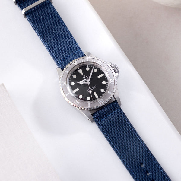 Safari Navy Canvas Watch Strap
