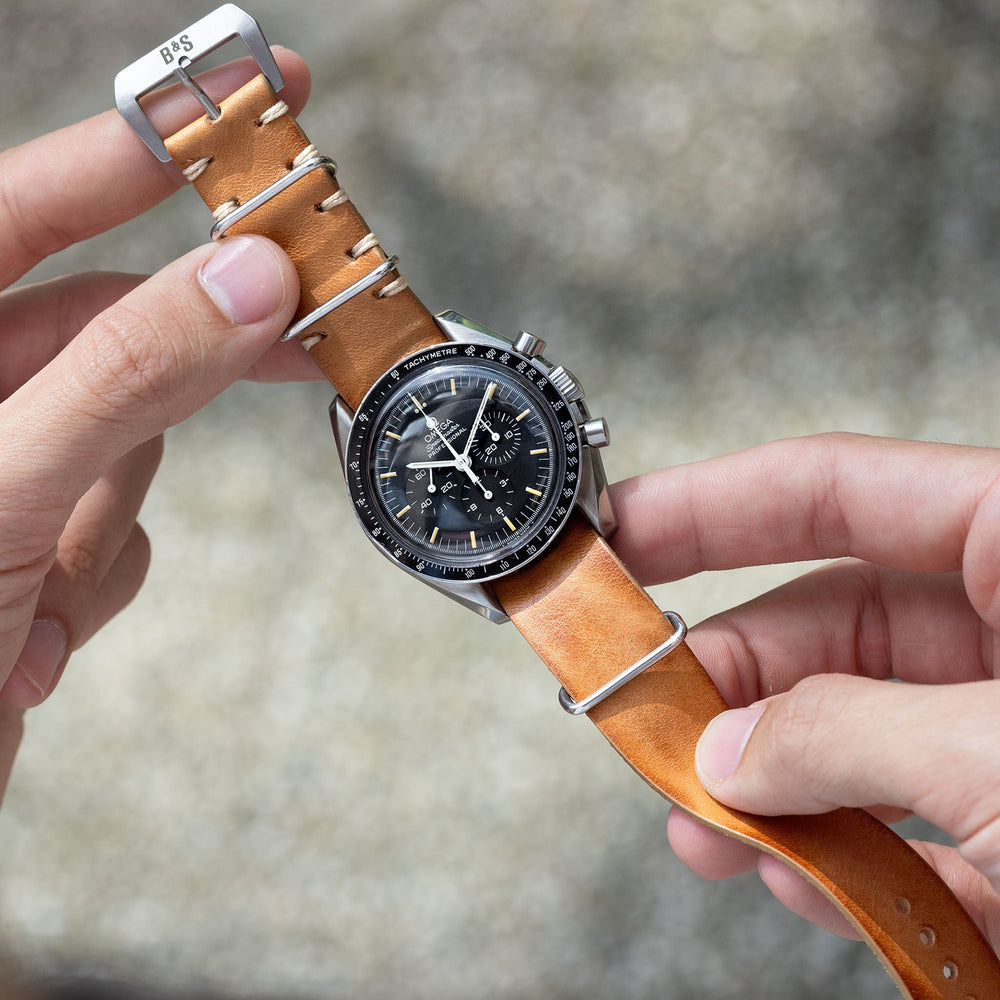Strap for Omega Speedmaster Professional - Caramel Brown Single Pass S