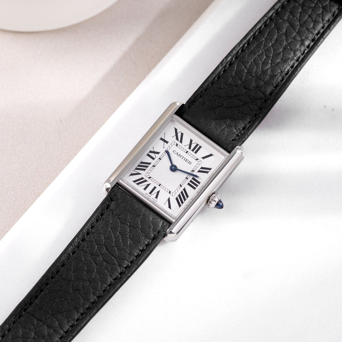 Strap for Cartier Tank Must (2021-2024) - The Thin Taurillon Black