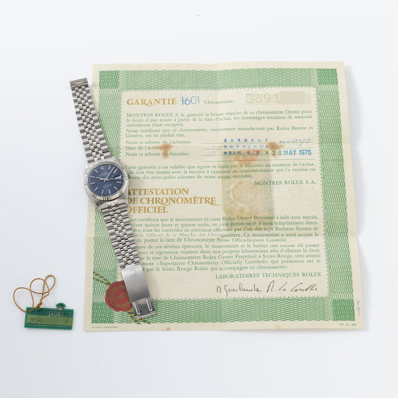 Rolex Datejust 1601 Blue Dial with Original Guarantee Paper – Bulang ...