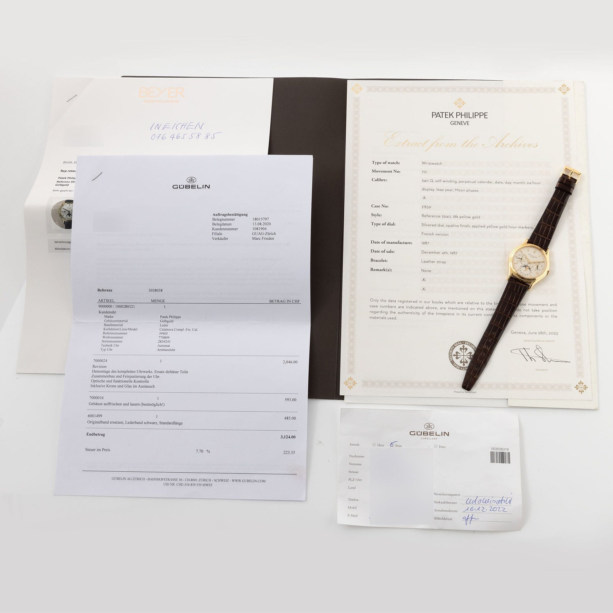 Patek Philippe 3940 Perpetual Calendar Second Series with Archive Extr