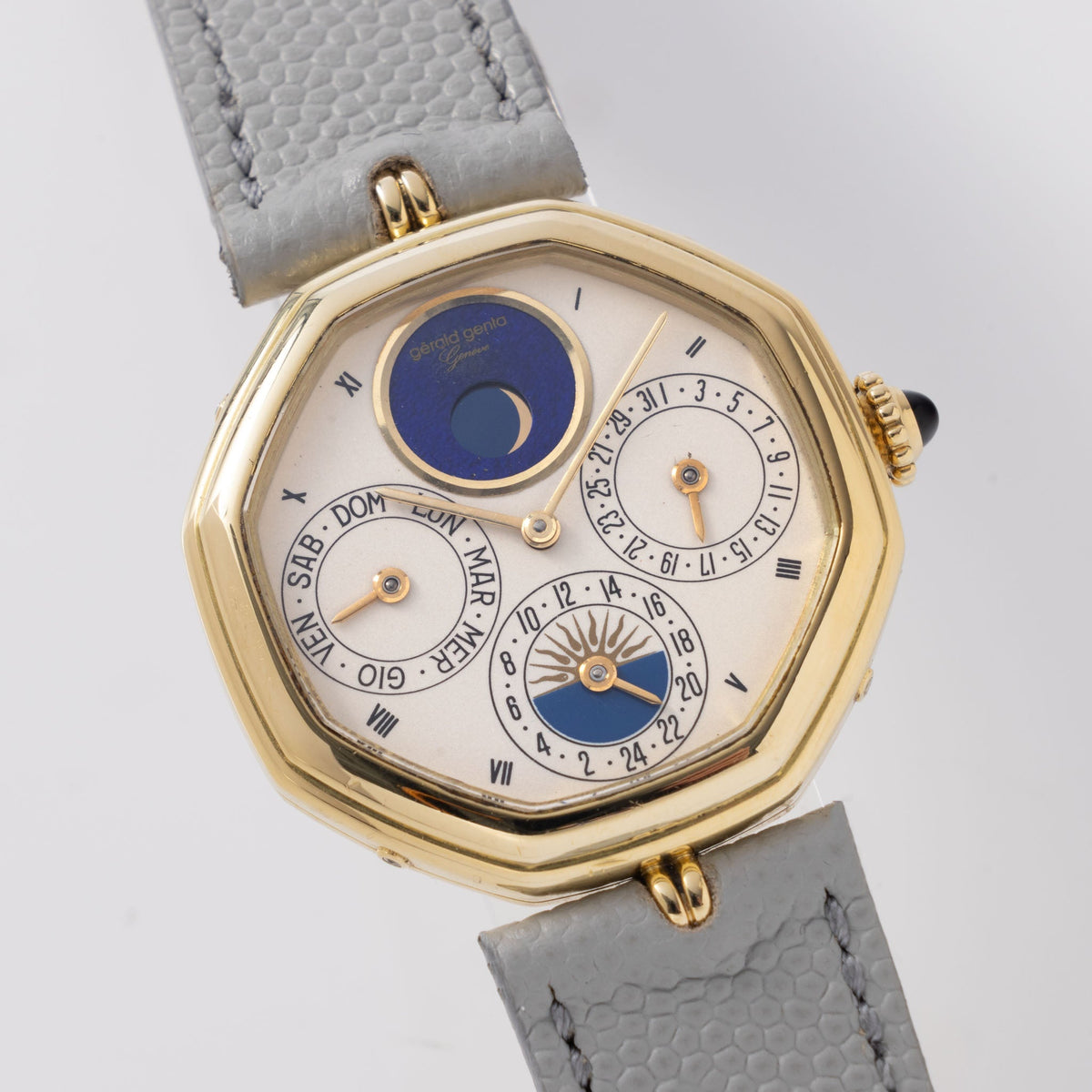 Gerald Genta “Succes“ Day Date Moon-Phase Cream Dial in 18 k yellow go