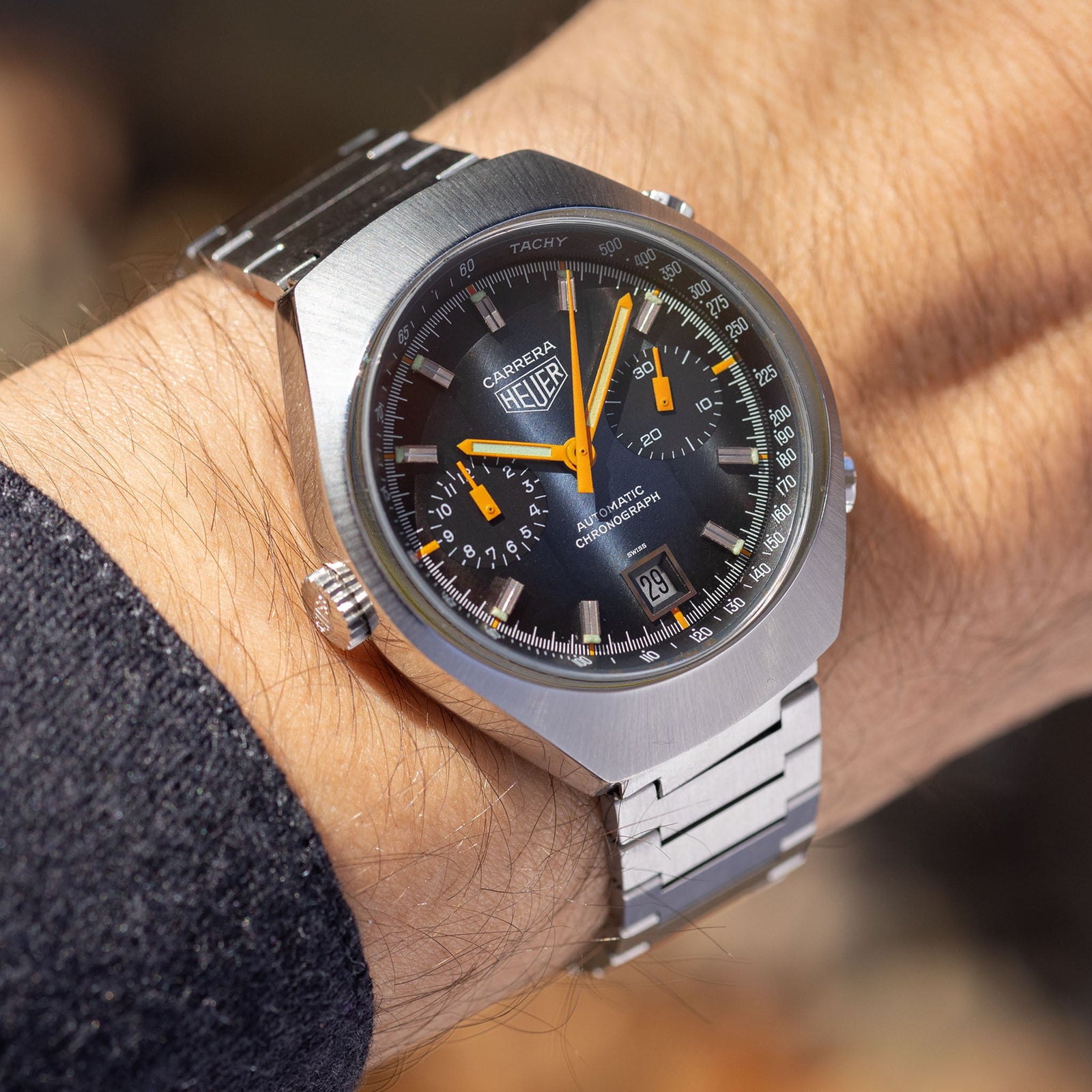 Heuer Carrera Chronograph Cal. 12 Ref. 110.573 with Rare “Automatic” B