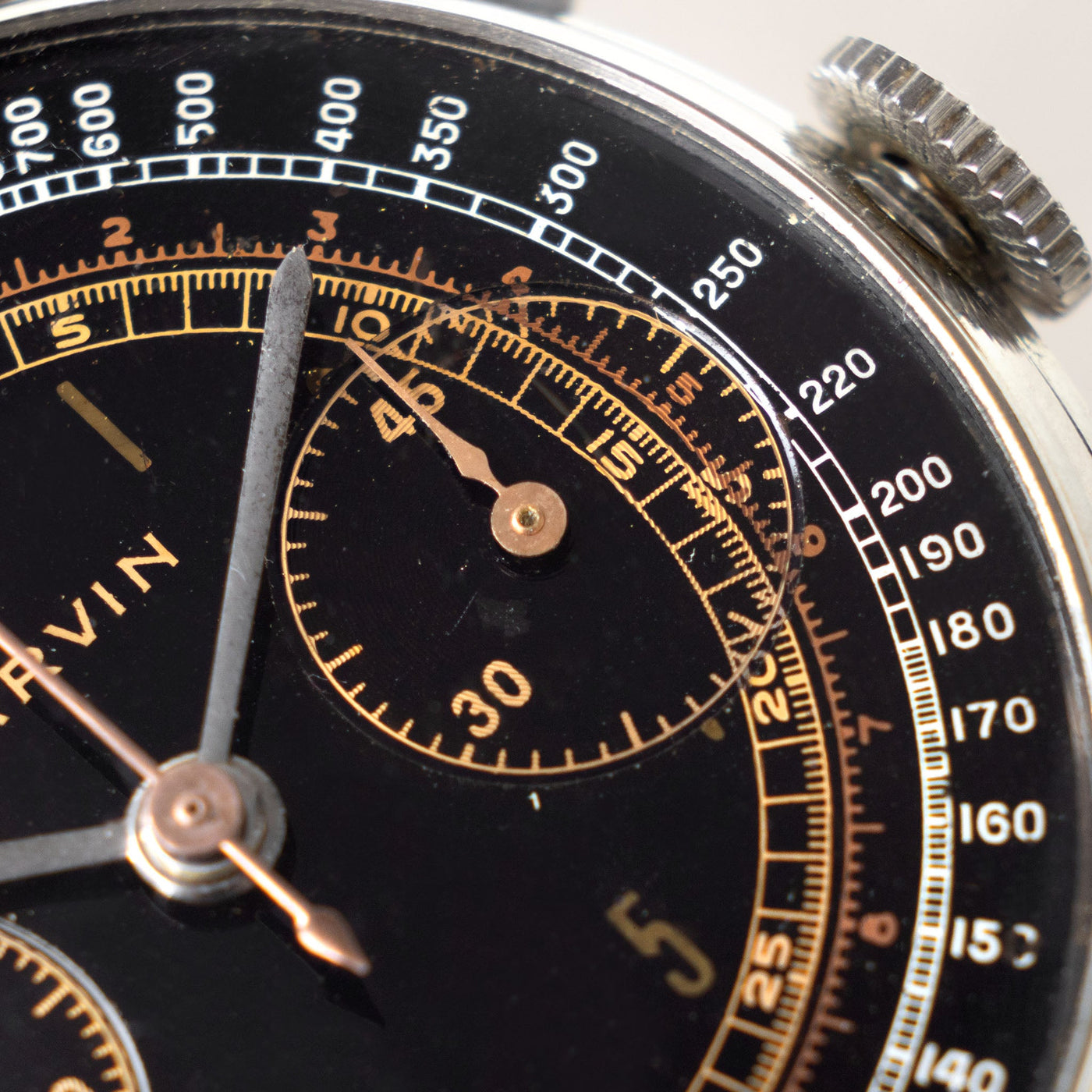 Marvin Chronograph Oversized Black Dial Multi-scale Valjoux 22 Chronog
