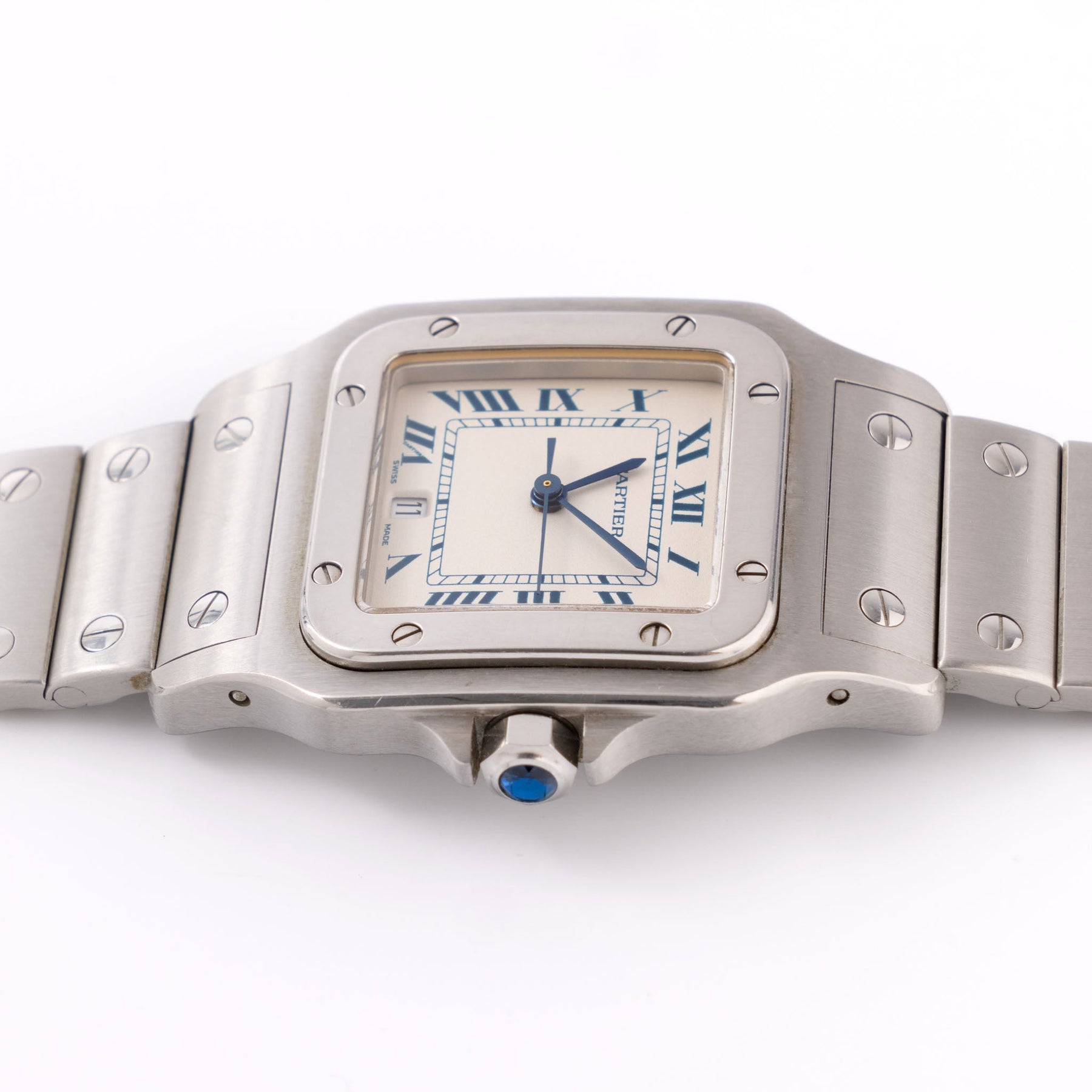 Cartier Santos Galbée cream dial blue numerals With Box and Papers Ref