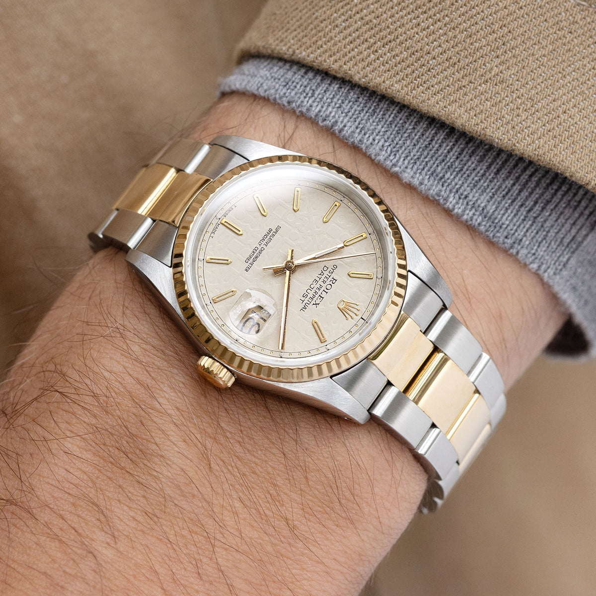 Rolex Datejust Steel and Gold Cream Computer Dial Ref. 16233