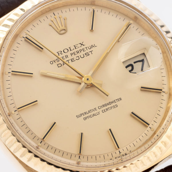 Rolex Datejust Champagne Dial in 18k Yellow Gold Ref. 1601 / 8