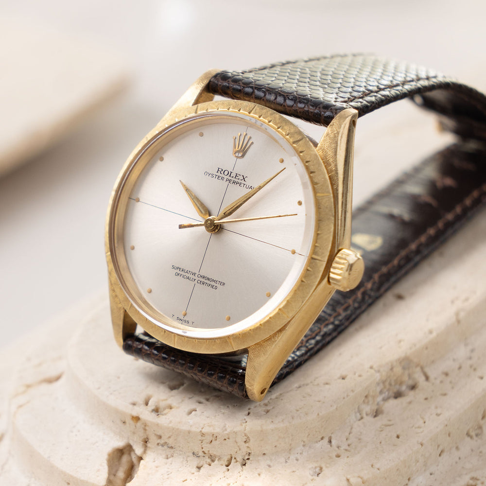 Rolex Oyster Perpetual Zephyr Silver Dial ref. 1009 in 18k Yellow Gold