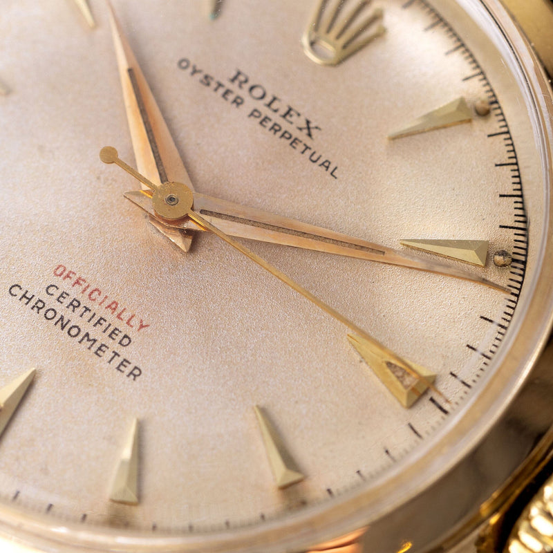 Rolex Oyster perpetual 18 k Yellow Gold Red Writing Dial ref 6084 ...
