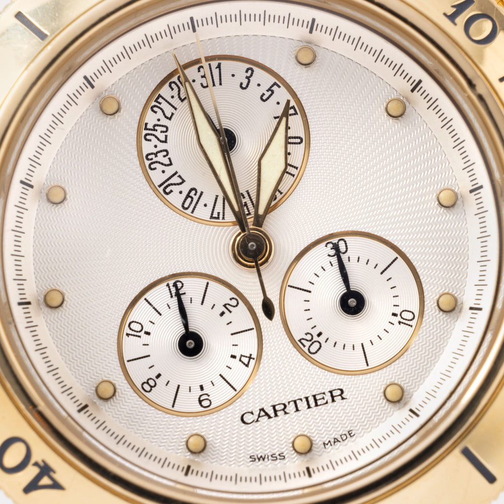Cartier Pasha Chronograph in 18kt Gold Box and Service Invoice ref 135