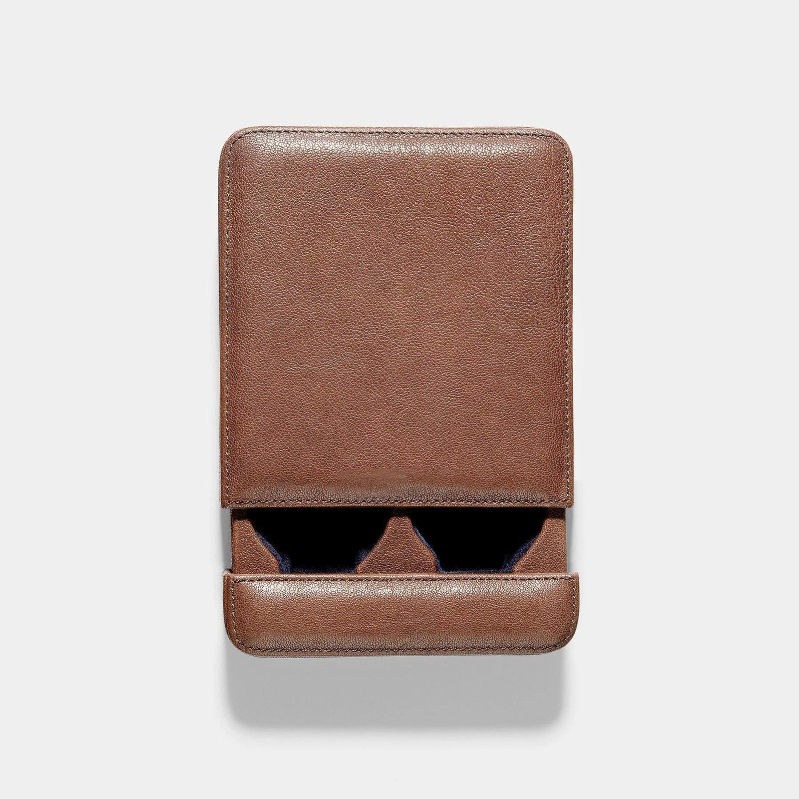 Washed Brown Leather 2 Watch Slider Box by JPM